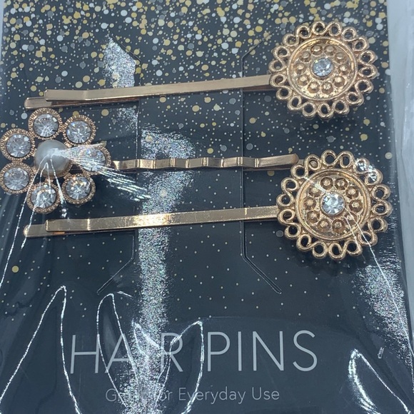 Accessories | Rose Gold With Crystal Gems Hair Pins | Poshmark